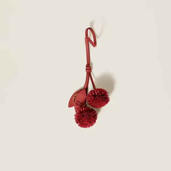 Miu Miu Trick Leather Keyring - Red