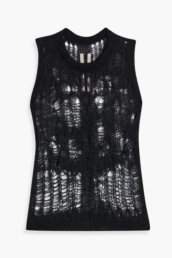 Rick Owens Spider Open-knit Tank - Black