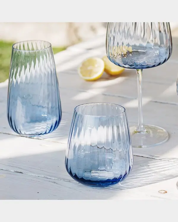 VIETRI Francesca Double Old Fashioned Glass, 16 Oz - Blue