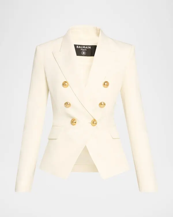 Balmain Fitted Wool Jacket - White