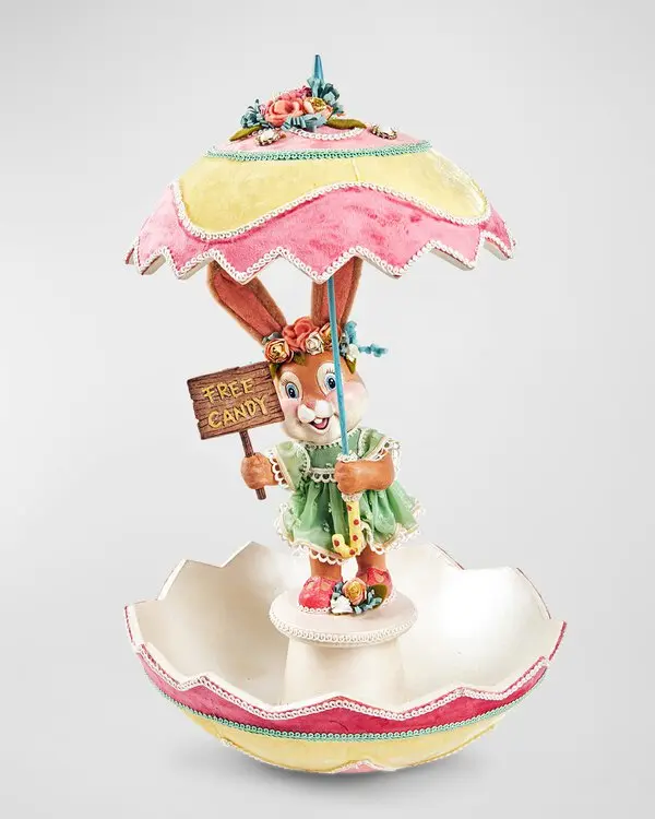 KATHERINE'S COLLECTION Spring Showers Bunny With Umbrella Candy Dish