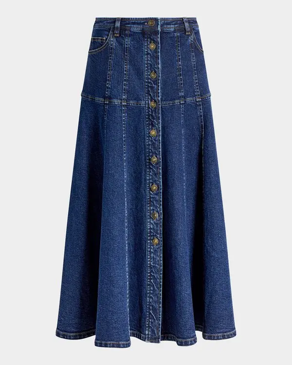 Cinq À Sept Veena Denim Midi Skirt - Oceane