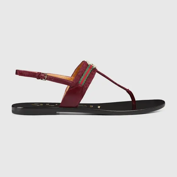 Gucci Interlocking G Web Fabric Sandal - Bordeaux