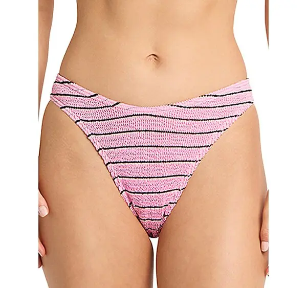 Bond Eye Christy Brief Bikini Bottom - Pastel Pink Stripe