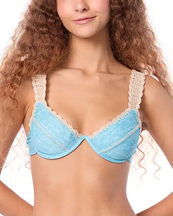 Capittana Alessia Bikini Top Lght Denim Editorialist