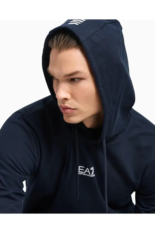 Emporio Armani Core Identity Cotton Hooded Sweatshirt - Blue