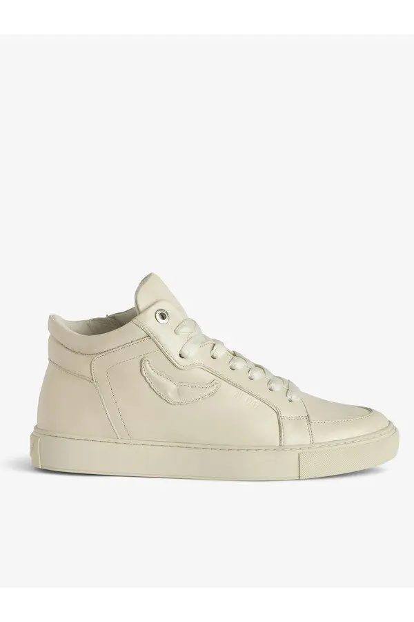 Zadig&Voltaire Mid Fly Leather Sneakers - Natural