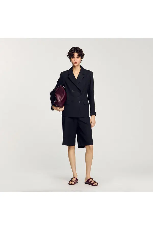 Sandro Double-breasted Suit Jacket - Black