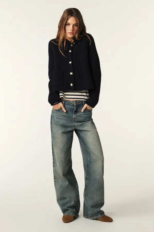 Ba&sh Gabriel Cardigan With Peter Pan Collar