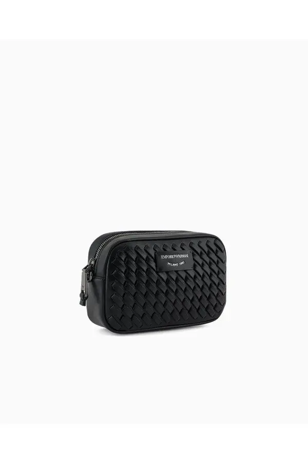 Emporio Armani Interwoven Leather Camera Case
