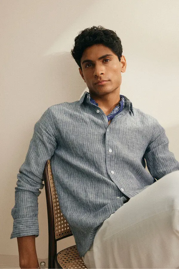 Velvet By Graham & Spencer Caruso Linen Button-up Shirt - Stripe