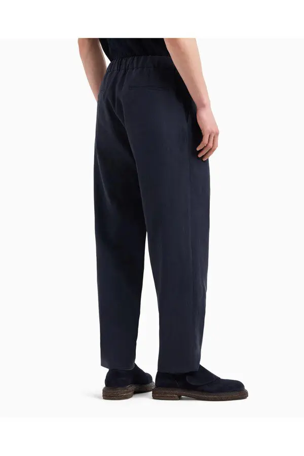 Giorgio Armani Single-pleat Linen-canvas Trousers - Blue