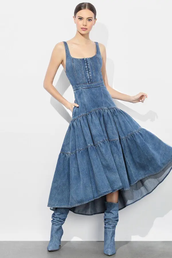 Alice + Olivia Diana Structured Midi Dress - Blue