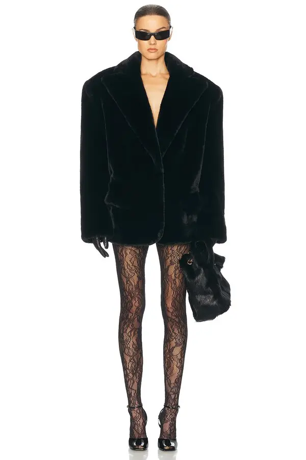 HELSA The Oslo Faux Fur Coat - Black