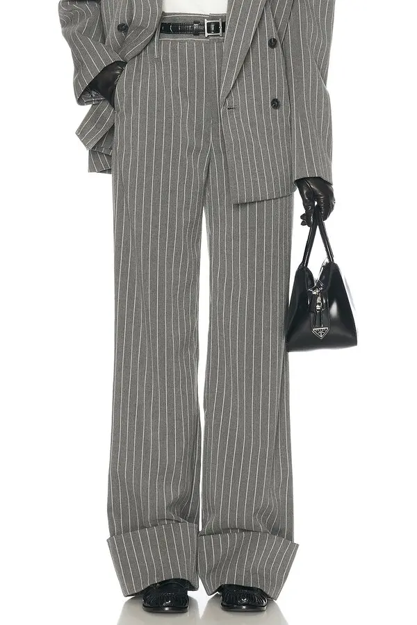 HELSA Pinstripe High-waisted Cuffed Pants