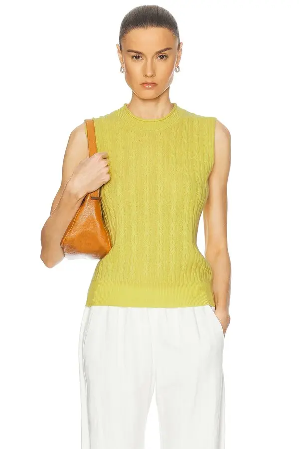 Guest In Residence Cashmere Cable Vest - Lemon
