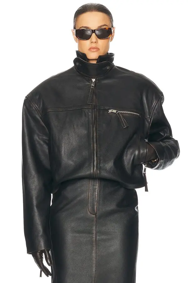 HELSA The Leather Oversized Moto Jacket
