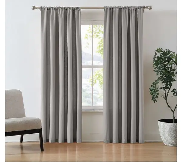 BROOKLYN LOOM Solid Cotton Percale 50x96 Window Curtain Pair