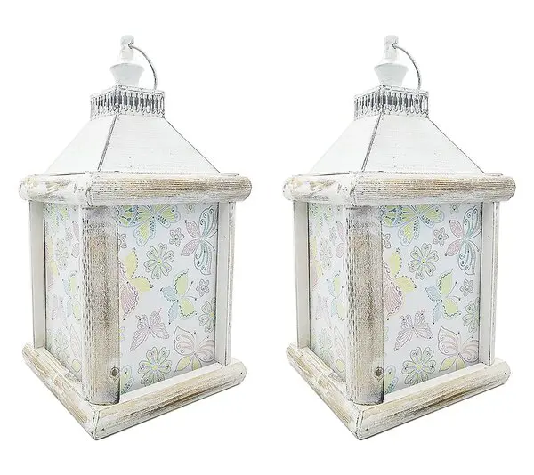 TEMP-TATIONS Set Of 16' Lantern With Fibero Ptic Lights