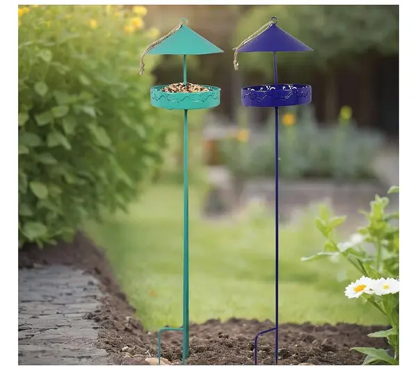 YOUNG'S INC. Young's Metal Bird Feeder Yard Stake, Set Of 2