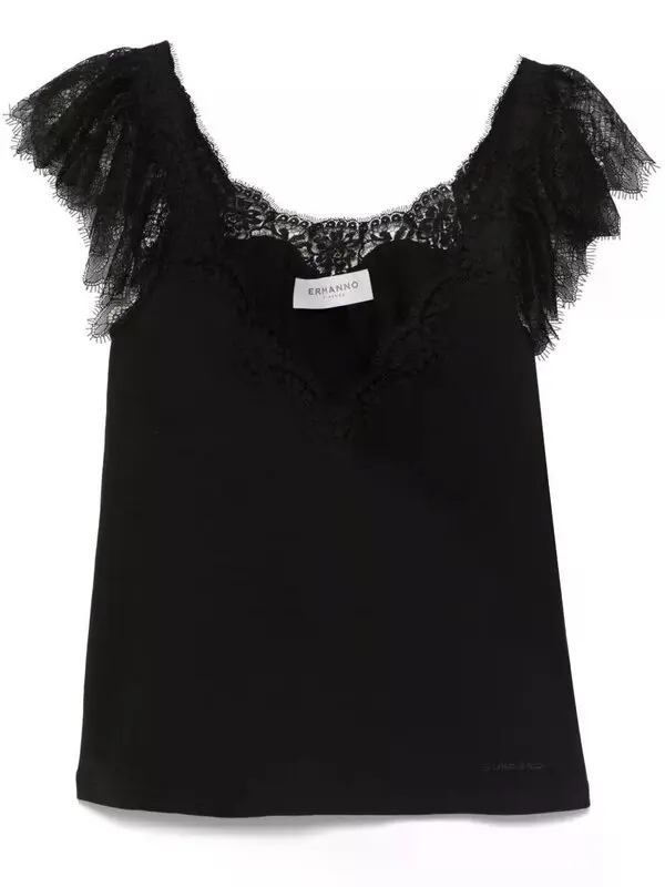 ERMANNO FIRENZE Lace-trim Tank Top - Black