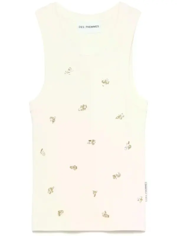 DES_PHEMMES Crystal-embellished Top - Yellow