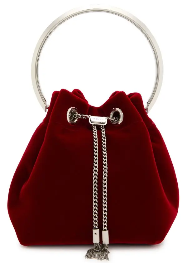 JIMMY CHOO Bon Bon Velvet Bucket Bag