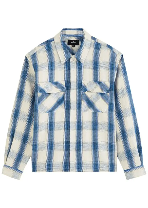 REPRESENT Season Checked Cotton-blend Shirt - Mid Blu