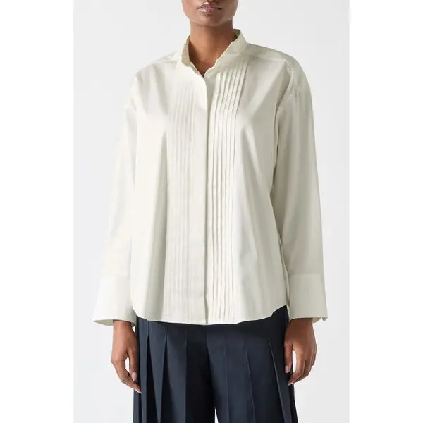 LK BENNETT Colette Pleated Placket Button-up Shirt