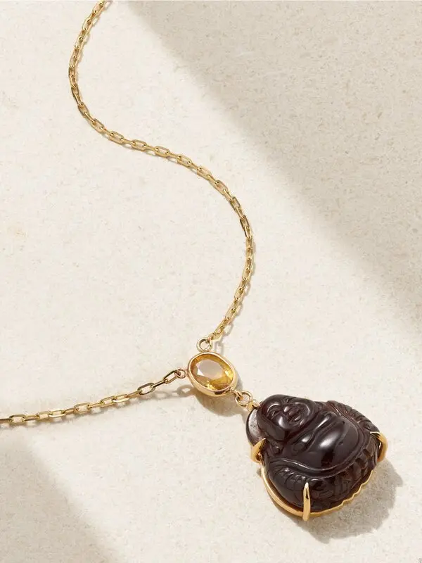 Jia Jia Happy Buddha Garnet And Sapphire Necklace - Brown
