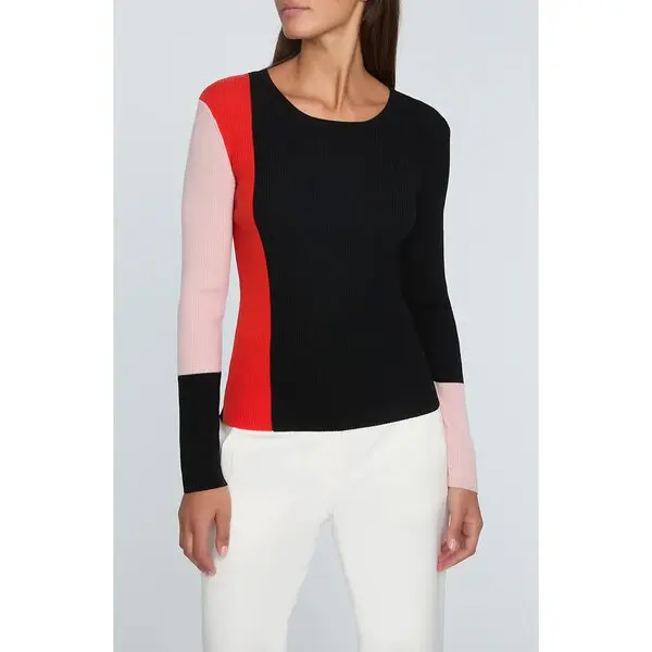 Elie Tahari Marolo Colorblocked Merino Wool Sweater