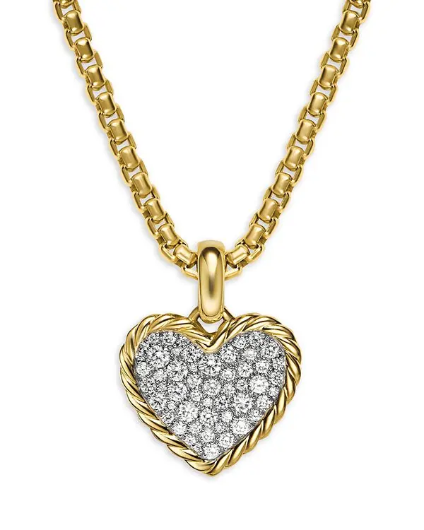 David Yurman 18k Yellow Pave Diamond Heart Amulet - Gold