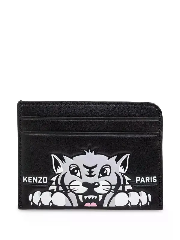 Kenzo Varsity Leather Cardholder - Black | Editorialist