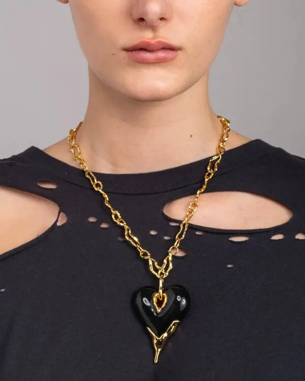 Alexis Bittar Dripping Heart Pendant Necklace - Onyx