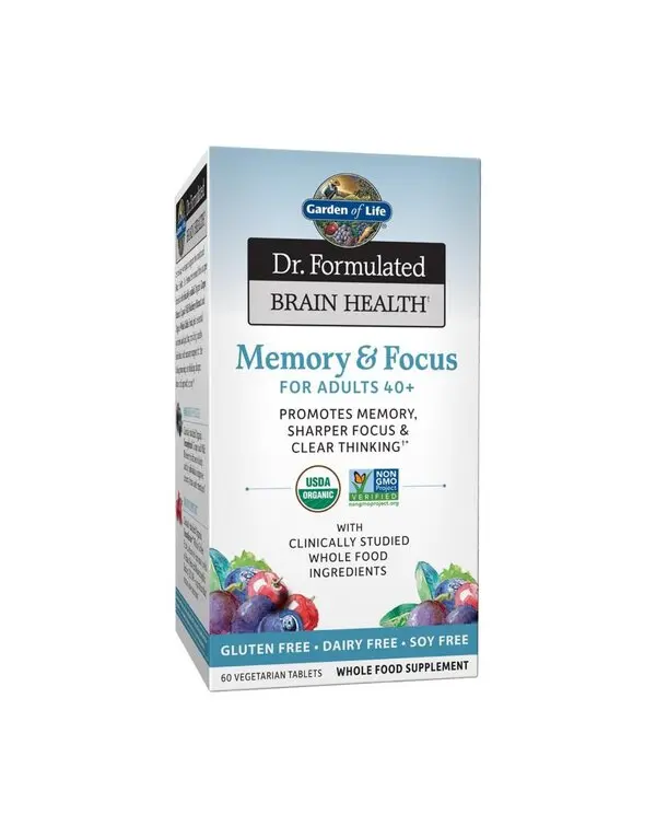 GARDEN OF LIFE Dr. Formulated Brain Health Memory & Focus For Adults 40+ 60 Tablets