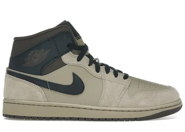 JORDAN 1 Mid Sneakers - Khaki/black/baroque Brown