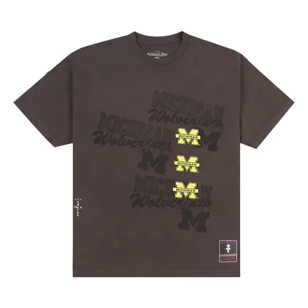 CACTUS JACK BY TRAVIS SCOTT X Mitchell & Ness University Of Michigan Seal Tee - Brown