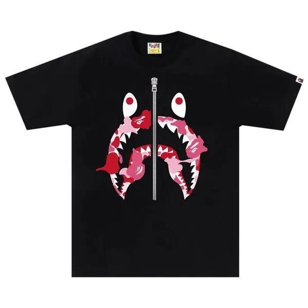BAPE Abc Camo Rebuild Shark Tee /pink - Black