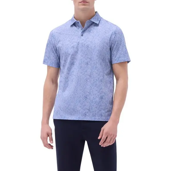Bugatchi Victor Ooohcotton® Leaf Print Polo - Cobalt