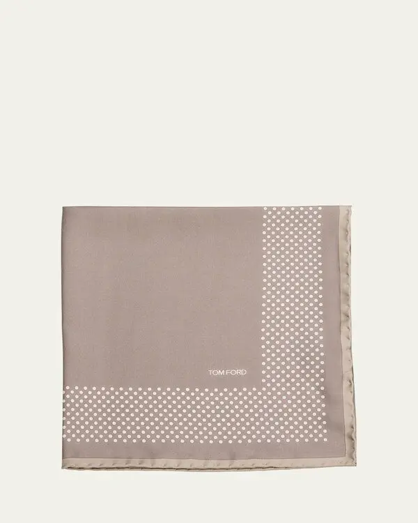TOM FORD Polka Dot Mulberry Silk Pocket Square - Tortora