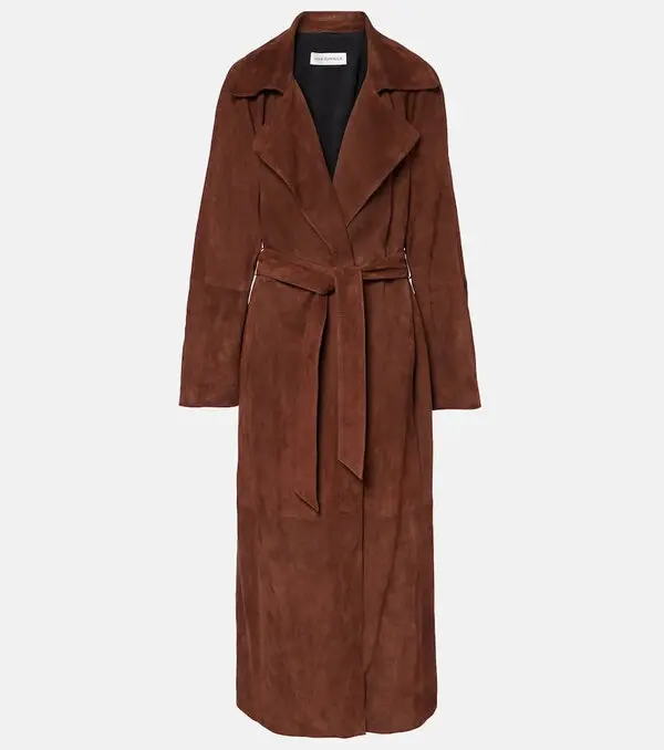 Nour Hammour Althea Suede Wrap Coat - Brown