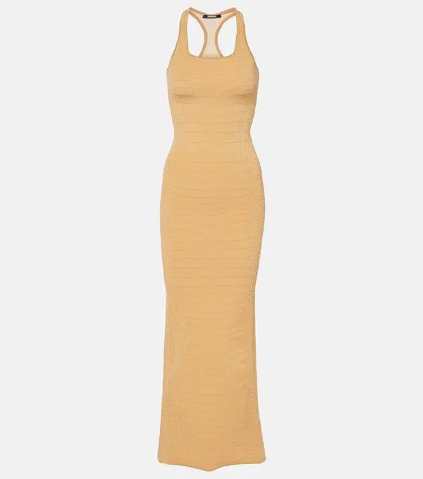 Jacquemus Scala Croc-effect Maxi Dress - Beige