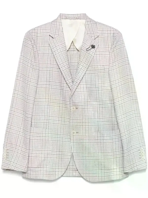 LARDINI Brooch-detail Blazer - Neutrals