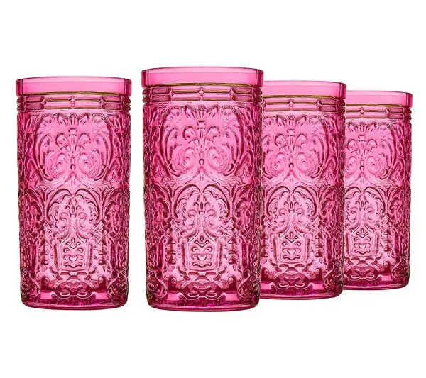 GODINGER Jax Hot Pink Highball, Set Of 4