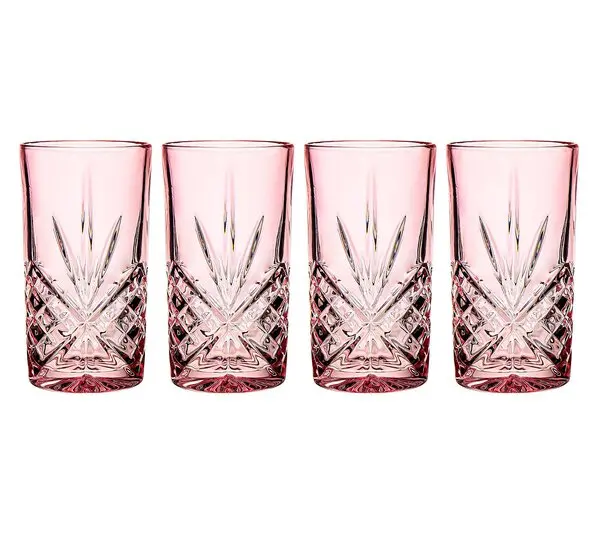 GODINGER Dublin Crystal Blush Highball, Set Of 4