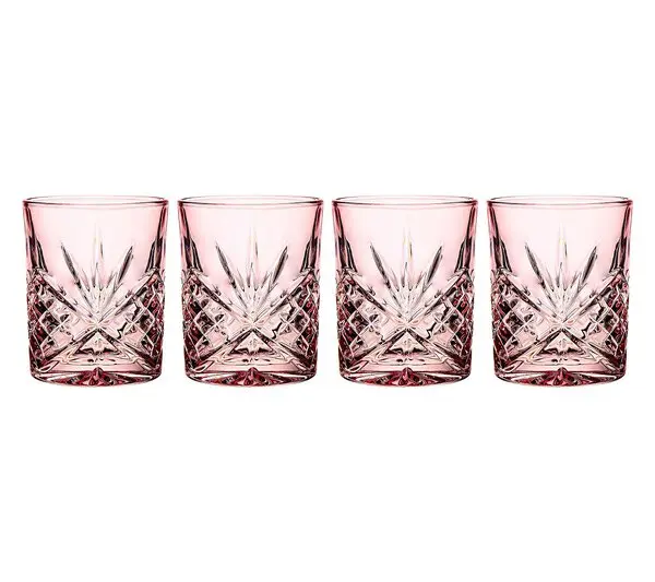 GODINGER Dublin Crystal Blush Double Old Fashio N Set Of 4