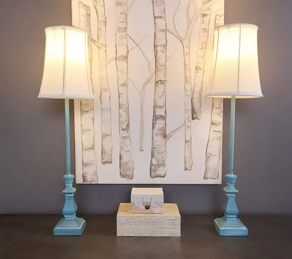 VALERIE PARR HILL As Is Set Of 2 28' Buffet Lamps With Shades Valerie