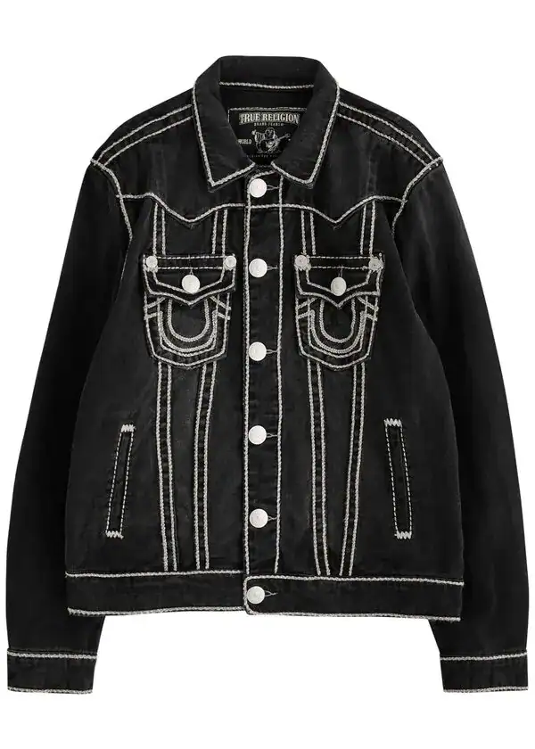 True Religion Panelled Denim Jacket - Black | Editorialist