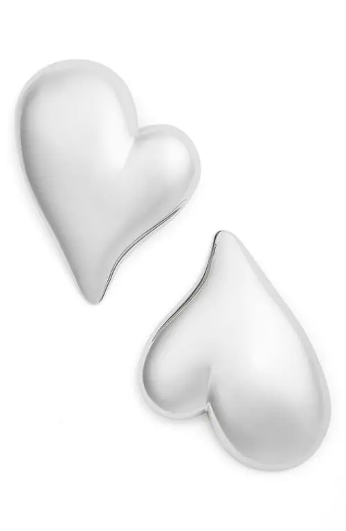 Jenny Bird Mega Art Heart Drop Earrings - High Polish Silver