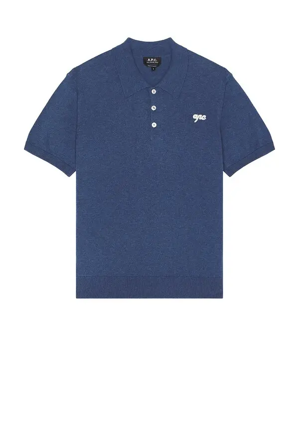 A.p.c. Gregorio Short Sleeve Polo In Blue - Blue Grey